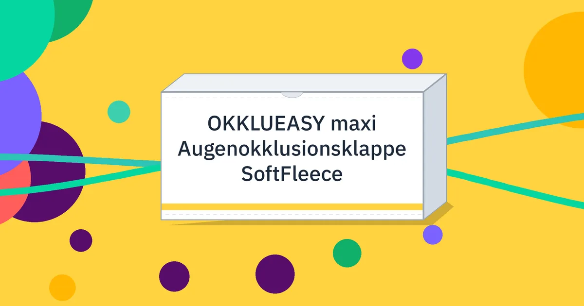 Symbolbild: Packung mit der Aufschrift OKKLUEASY maxi Augenokklusionsklappe SoftFleece (PZN 01817594) – Verfügbarkeit und Bezug in Apotheken in Frankfurt am Main