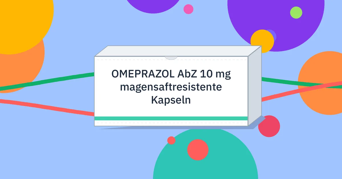 Symbolbild: Packung mit der Aufschrift OMEPRAZOL AbZ 10 mg magensaftresistente Kapseln (PZN 00840042) – Verfügbarkeit und Bezug in Apotheken in Frankfurt am Main