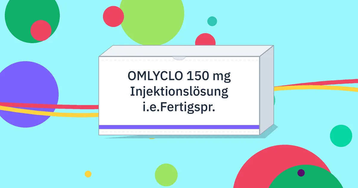 Symbolbild: Packung mit der Aufschrift OMLYCLO 150 mg Injektionslösung i.e.Fertigspr. (PZN 20320014) – Verfügbarkeit und Bezug in Apotheken in Frankfurt am Main
