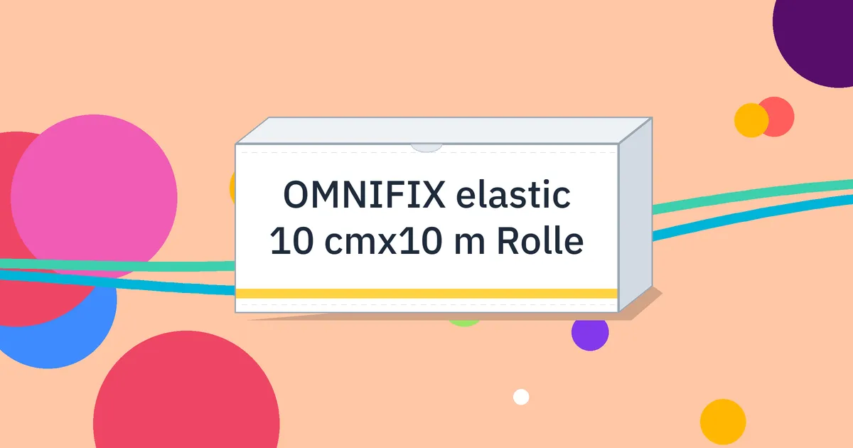 Symbolbild: Packung mit der Aufschrift OMNIFIX elastic 10 cmx10 m Rolle (PZN 19702851) – Verfügbarkeit und Bezug in Apotheken in Frankfurt am Main