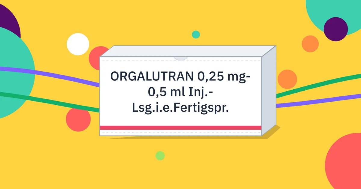 Symbolbild: Packung mit der Aufschrift ORGALUTRAN 0,25 mg-0,5 ml Inj.-Lsg.i.e.Fertigspr. (PZN 17919405) – Verfügbarkeit und Bezug in Apotheken in Frankfurt am Main