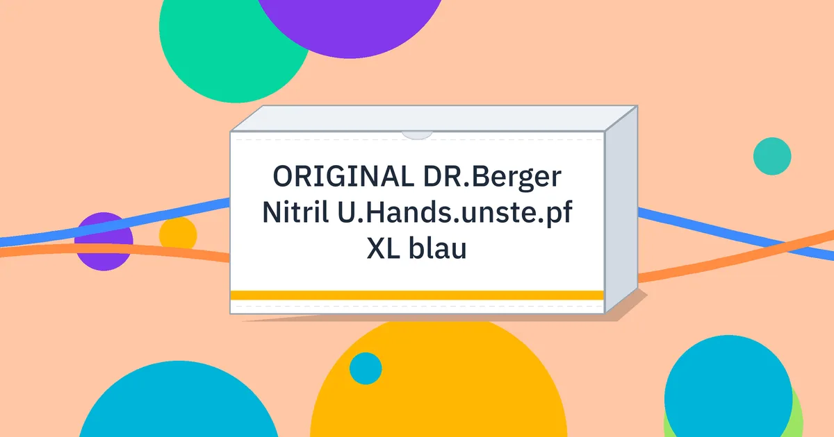 Symbolbild: Packung mit der Aufschrift ORIGINAL DR.Berger Nitril U.Hands.unste.pf XL blau (PZN 18010861) – Verfügbarkeit und Bezug in Apotheken in Frankfurt am Main