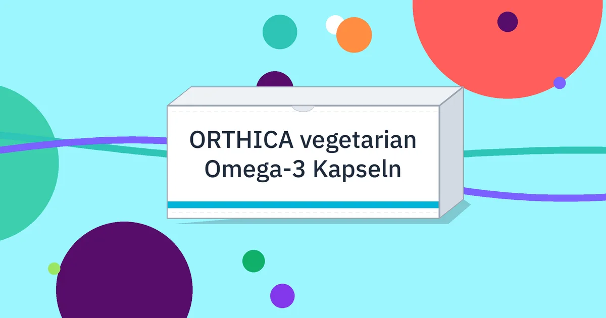 Symbolbild: Packung mit der Aufschrift ORTHICA vegetarian Omega-3 Kapseln (PZN 13860537) – Verfügbarkeit und Bezug in Apotheken in Frankfurt am Main