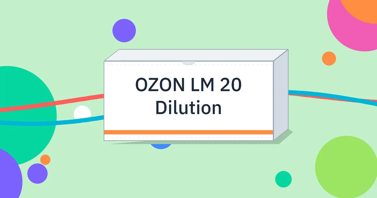 Symbolbild: Packung mit der Aufschrift OZON LM 20 Dilution (PZN 12974569) – Verfügbarkeit und Bezug in Apotheken in Frankfurt am Main