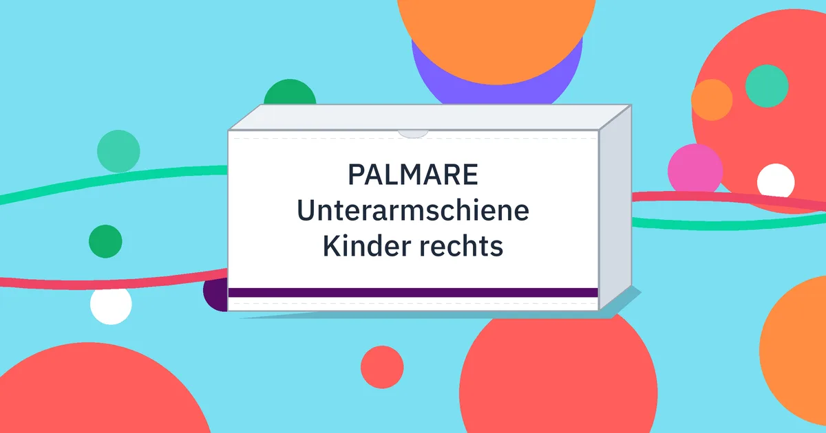 Symbolbild: Packung mit der Aufschrift PALMARE Unterarmschiene Kinder rechts (PZN 02640086) – Verfügbarkeit und Bezug in Apotheken in Frankfurt am Main