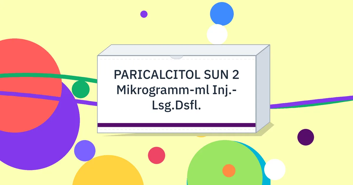 Symbolbild: Packung mit der Aufschrift PARICALCITOL SUN 2 Mikrogramm-ml Inj.-Lsg.Dsfl. (PZN 10762797) – Verfügbarkeit und Bezug in Apotheken in Frankfurt am Main