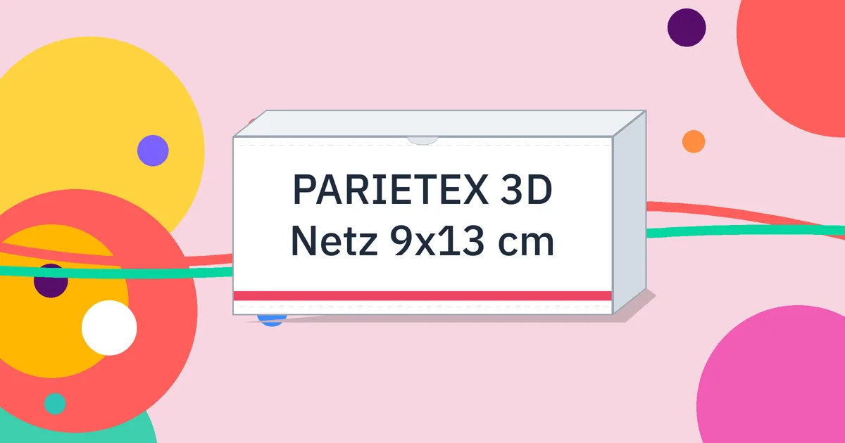 Symbolbild: Packung mit der Aufschrift PARIETEX 3D Netz 9x13 cm (PZN 00192123) – Verfügbarkeit und Bezug in Apotheken in Frankfurt am Main