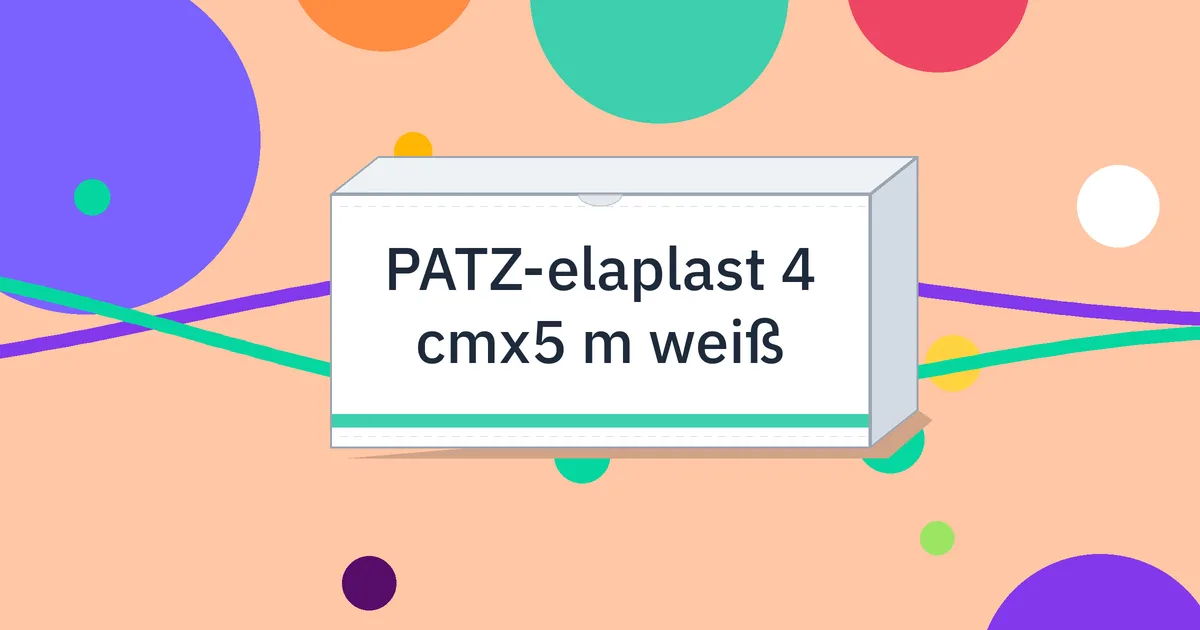 Symbolbild: Packung mit der Aufschrift PATZ-elaplast 4 cmx5 m weiß (PZN 06813388) – Verfügbarkeit und Bezug in Apotheken in Frankfurt am Main