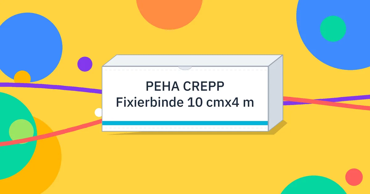 Symbolbild: Packung mit der Aufschrift PEHA CREPP Fixierbinde 10 cmx4 m (PZN 12559669) – Verfügbarkeit und Bezug in Apotheken in Frankfurt am Main