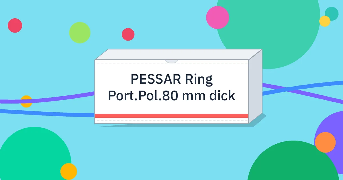 Symbolbild: Packung mit der Aufschrift PESSAR Ring Port.Pol.80 mm dick (PZN 01967299) – Verfügbarkeit und Bezug in Apotheken in Frankfurt am Main