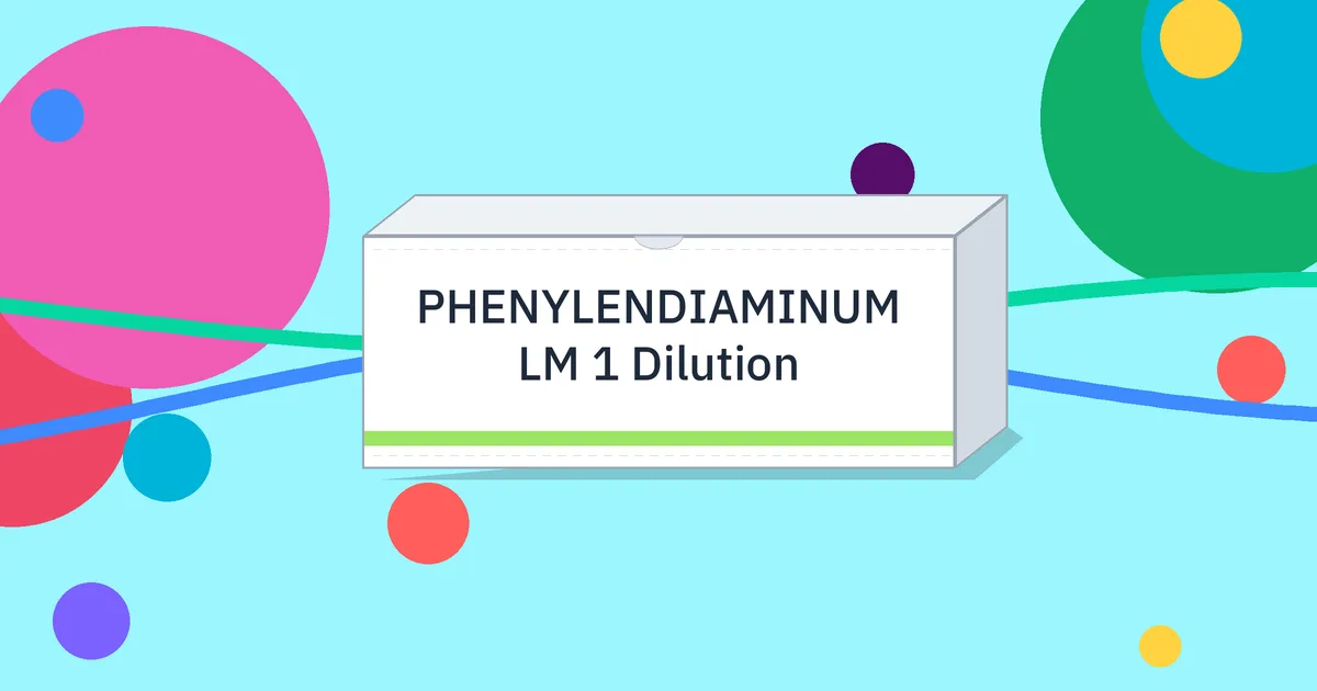 Symbolbild: Packung mit der Aufschrift PHENYLENDIAMINUM LM 1 Dilution (PZN 13638201) – Verfügbarkeit und Bezug in Apotheken in Frankfurt am Main