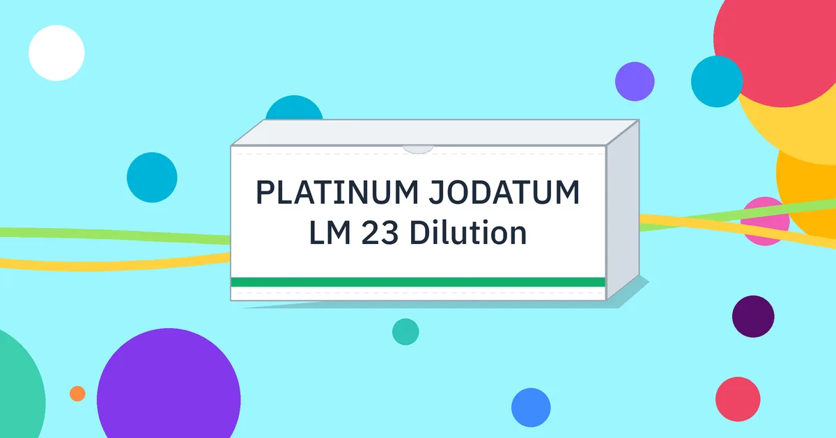 Symbolbild: Packung mit der Aufschrift PLATINUM JODATUM LM 23 Dilution (PZN 13647720) – Verfügbarkeit und Bezug in Apotheken in Frankfurt am Main