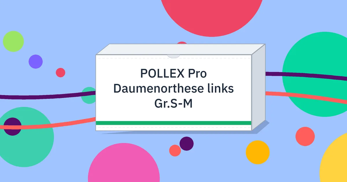 Symbolbild: Packung mit der Aufschrift POLLEX Pro Daumenorthese links Gr.S-M (PZN 17373811) – Verfügbarkeit und Bezug in Apotheken in Frankfurt am Main