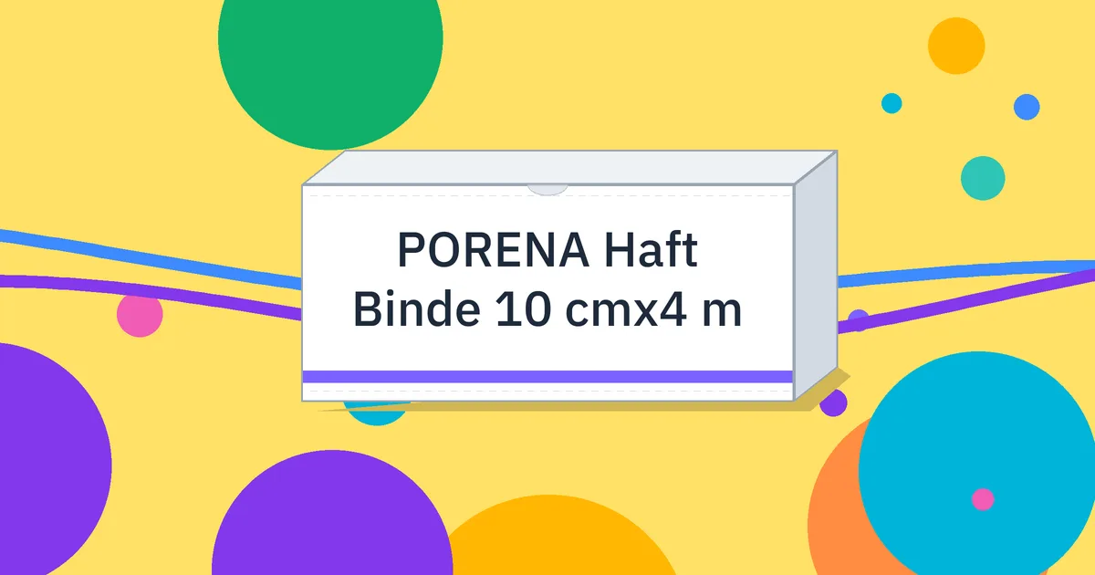 Symbolbild: Packung mit der Aufschrift PORENA Haft Binde 10 cmx4 m (PZN 06971182) – Verfügbarkeit und Bezug in Apotheken in Frankfurt am Main