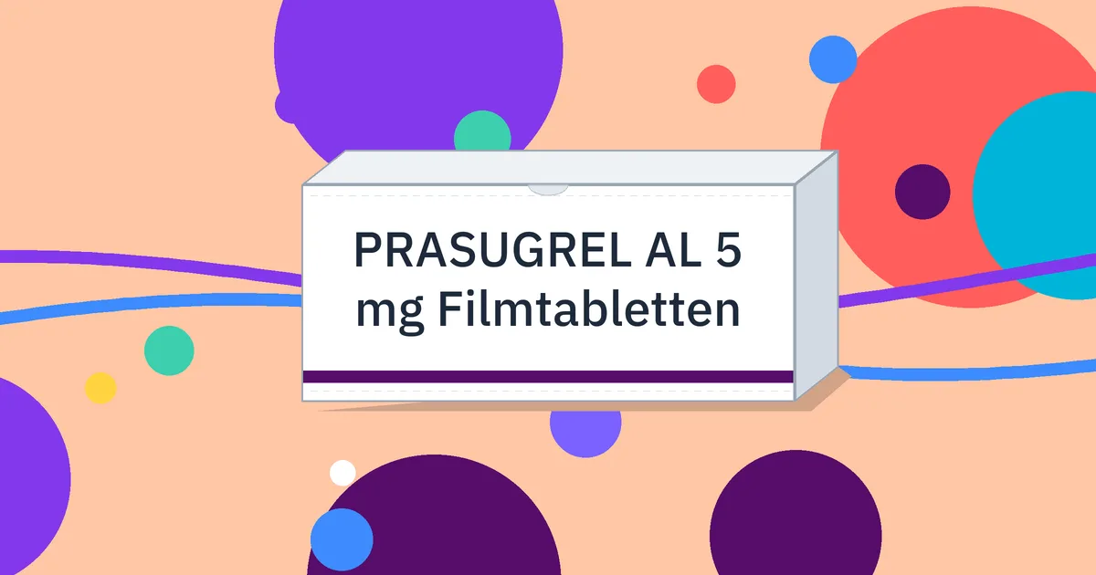 Symbolbild: Packung mit der Aufschrift PRASUGREL AL 5 mg Filmtabletten (PZN 14286514) – Verfügbarkeit und Bezug in Apotheken in Frankfurt am Main