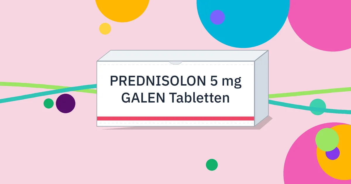 Symbolbild: Packung mit der Aufschrift PREDNISOLON 5 mg GALEN Tabletten (PZN 00745823) – Verfügbarkeit und Bezug in Apotheken in Frankfurt am Main