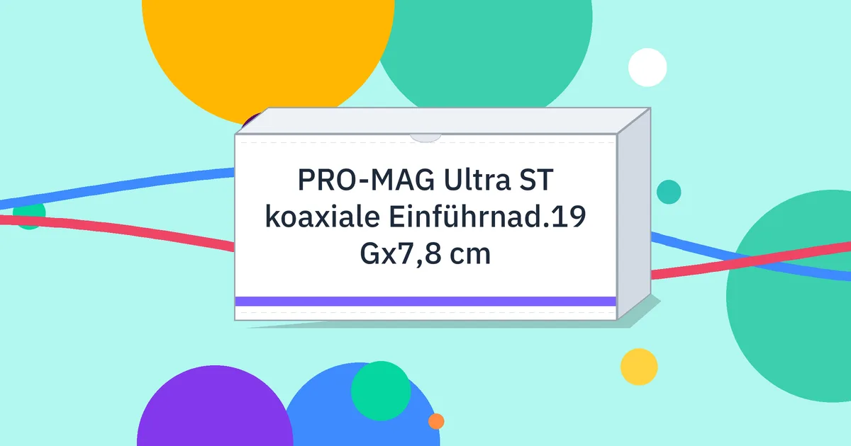 Symbolbild: Packung mit der Aufschrift PRO-MAG Ultra ST koaxiale Einführnad.19 Gx7,8 cm (PZN 06768877) – Verfügbarkeit und Bezug in Apotheken in Frankfurt am Main