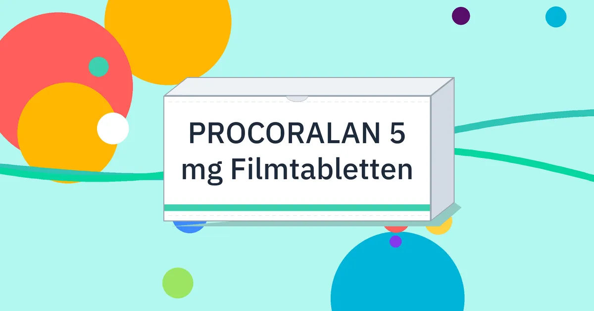 Symbolbild: Packung mit der Aufschrift PROCORALAN 5 mg Filmtabletten (PZN 10554515) – Verfügbarkeit und Bezug in Apotheken in Frankfurt am Main