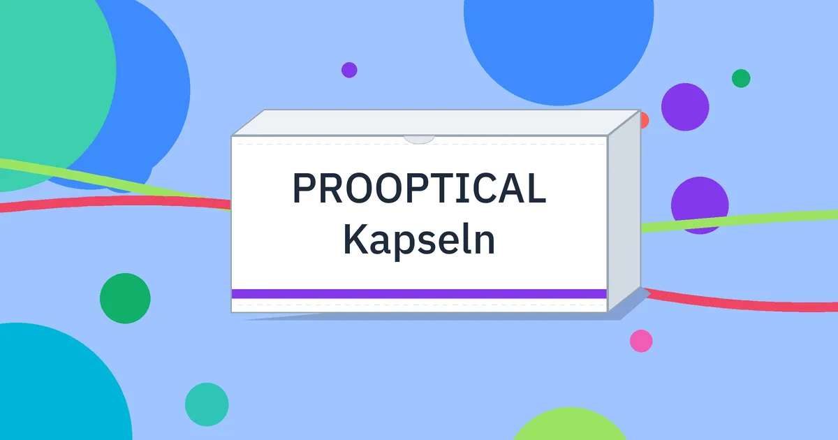 Symbolbild: Packung mit der Aufschrift PROOPTICAL Kapseln (PZN 19514397) – Verfügbarkeit und Bezug in Apotheken in Frankfurt am Main