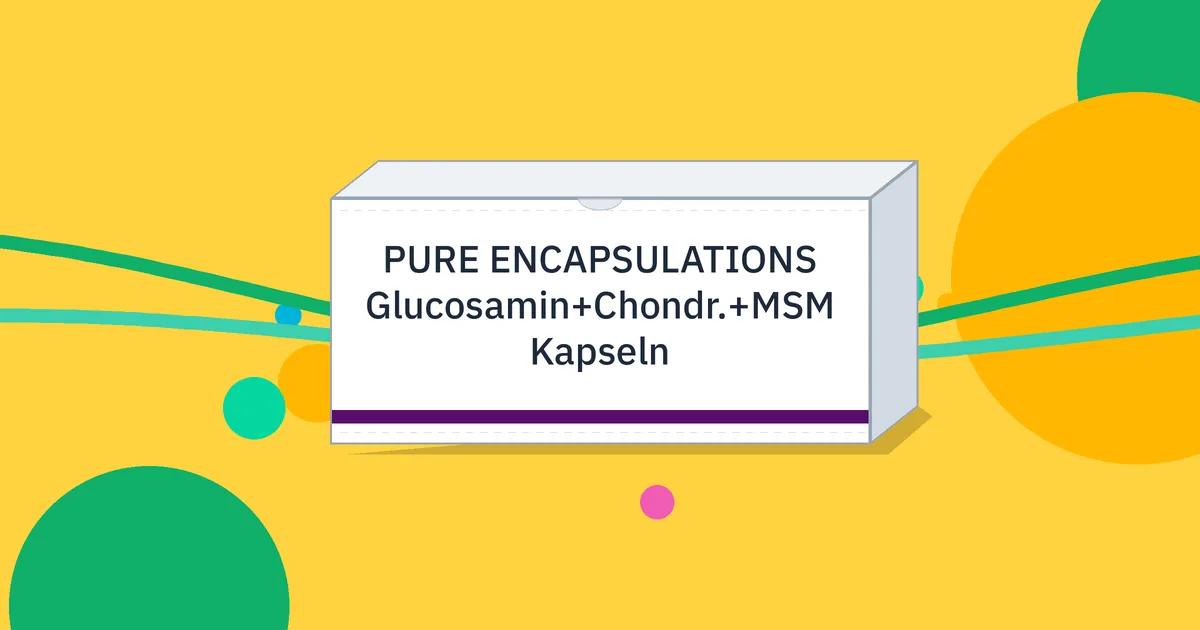 Symbolbild: Packung mit der Aufschrift PURE ENCAPSULATIONS Glucosamin+Chondr.+MSM Kapseln (PZN 06552284) – Verfügbarkeit und Bezug in Apotheken in Frankfurt am Main