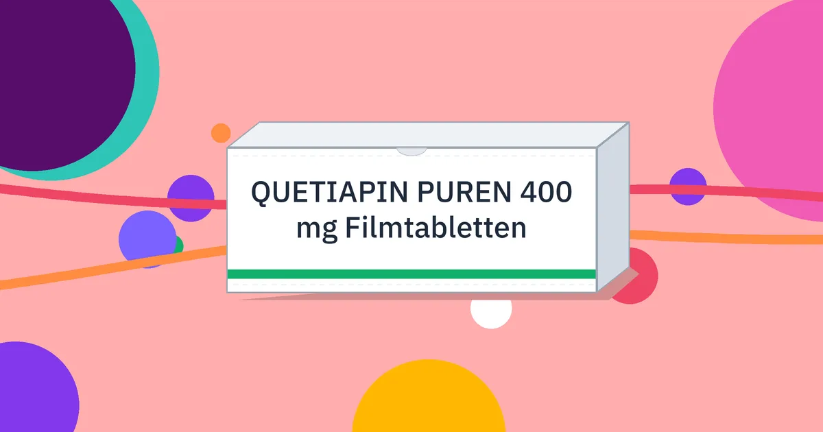 Symbolbild: Packung mit der Aufschrift QUETIAPIN PUREN 400 mg Filmtabletten (PZN 18428508) – Verfügbarkeit und Bezug in Apotheken in Frankfurt am Main