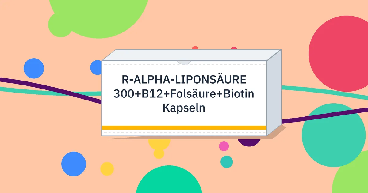 Symbolbild: Packung mit der Aufschrift R-ALPHA-LIPONSÄURE 300+B12+Folsäure+Biotin Kapseln (PZN 18835716) – Verfügbarkeit und Bezug in Apotheken in Frankfurt am Main