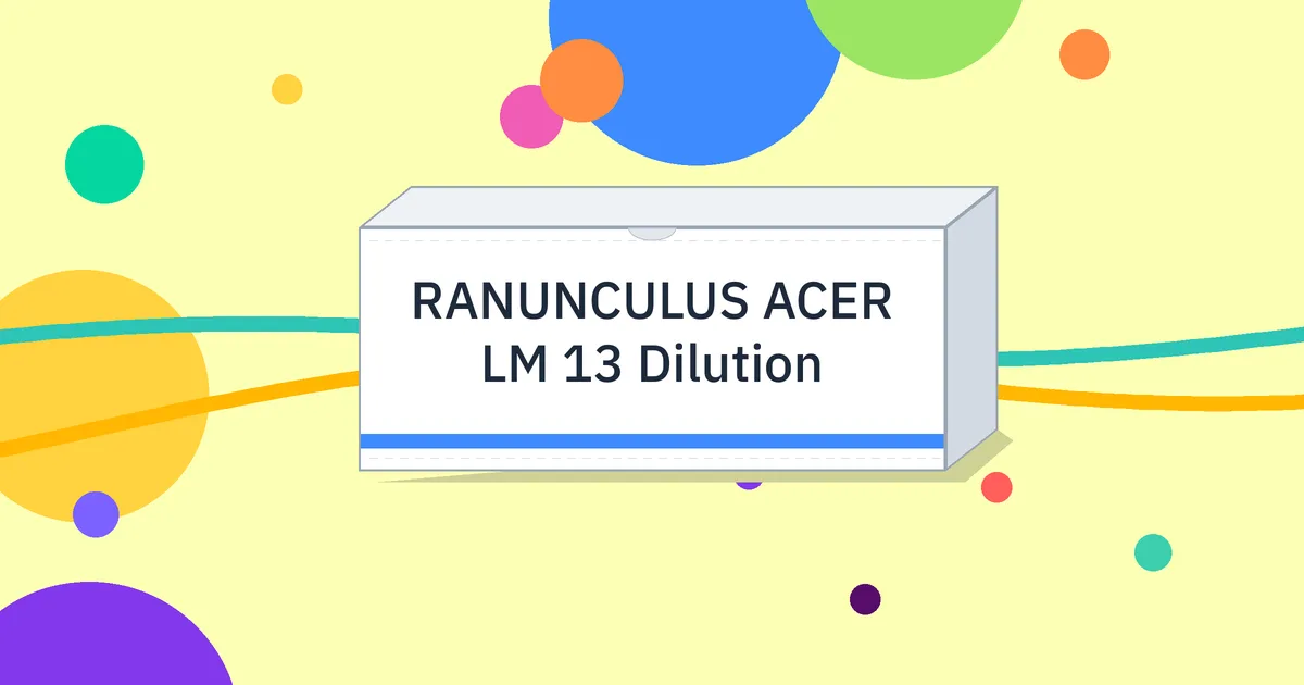 Symbolbild: Packung mit der Aufschrift RANUNCULUS ACER LM 13 Dilution (PZN 13675515) – Verfügbarkeit und Bezug in Apotheken in Frankfurt am Main