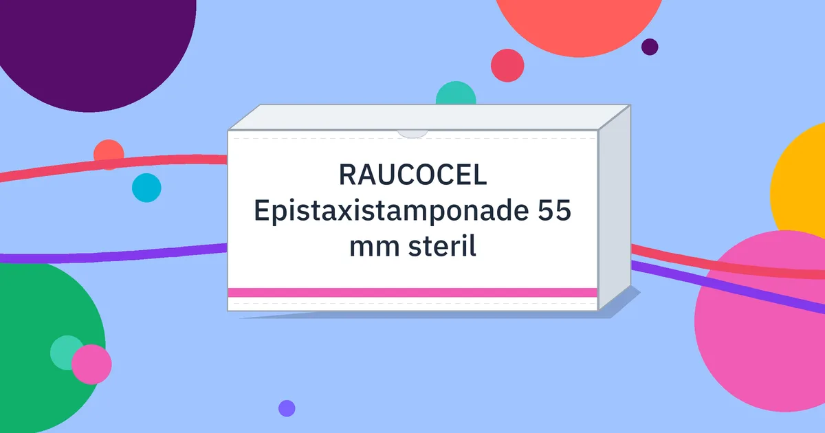 Symbolbild: Packung mit der Aufschrift RAUCOCEL Epistaxistamponade 55 mm steril (PZN 18713048) – Verfügbarkeit und Bezug in Apotheken in Frankfurt am Main