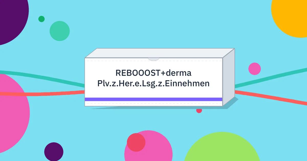 Symbolbild: Packung mit der Aufschrift REBOOOST+derma Plv.z.Her.e.Lsg.z.Einnehmen (PZN 11235870) – Verfügbarkeit und Bezug in Apotheken in Frankfurt am Main