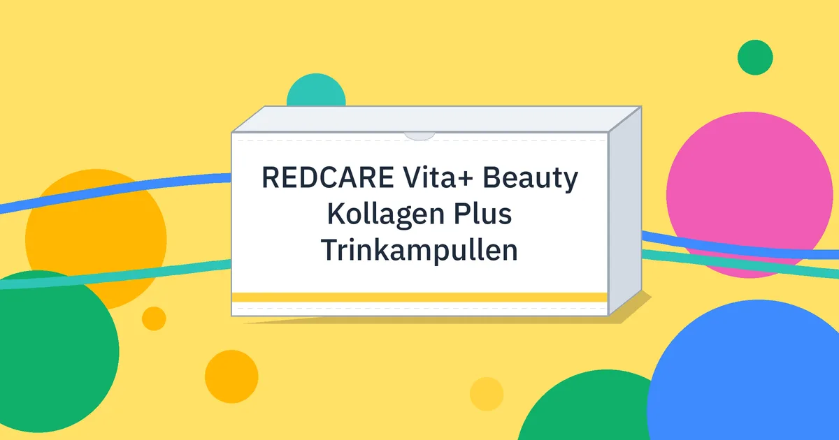 Symbolbild: Packung mit der Aufschrift REDCARE Vita+ Beauty Kollagen Plus Trinkampullen (PZN 19542548) – Verfügbarkeit und Bezug in Apotheken in Frankfurt am Main