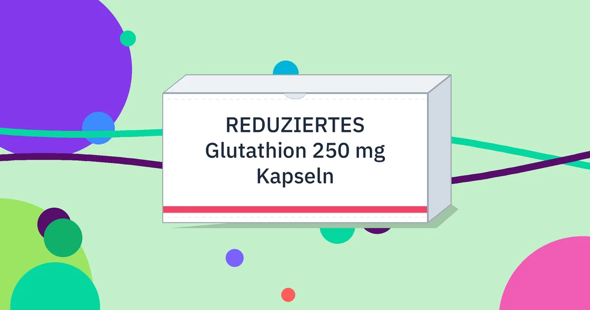 Symbolbild: Packung mit der Aufschrift REDUZIERTES Glutathion 250 mg Kapseln (PZN 15262680) – Verfügbarkeit und Bezug in Apotheken in Frankfurt am Main