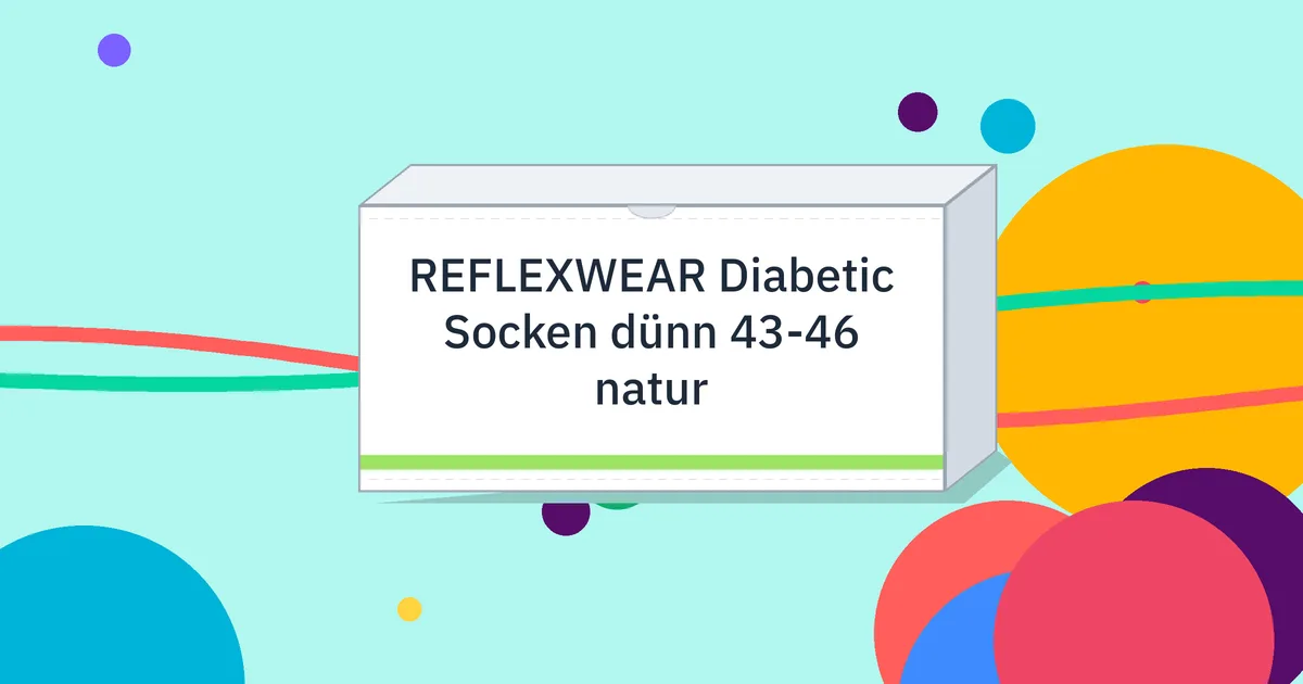 Symbolbild: Packung mit der Aufschrift REFLEXWEAR Diabetic Socken dünn 43-46 natur (PZN 14400890) – Verfügbarkeit und Bezug in Apotheken in Frankfurt am Main
