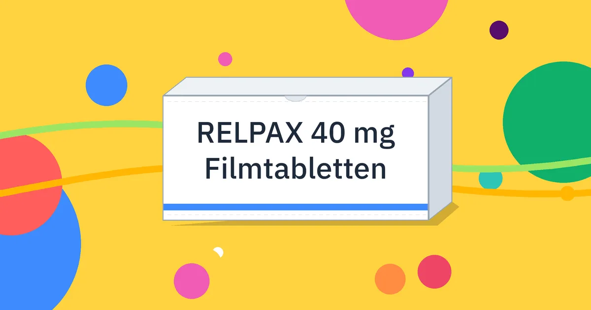 Symbolbild: Packung mit der Aufschrift RELPAX 40 mg Filmtabletten (PZN 20039688) – Verfügbarkeit und Bezug in Apotheken in Frankfurt am Main