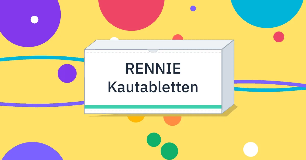 Symbolbild: Packung mit der Aufschrift RENNIE Kautabletten (PZN 13750501) – Verfügbarkeit und Bezug in Apotheken in Frankfurt am Main