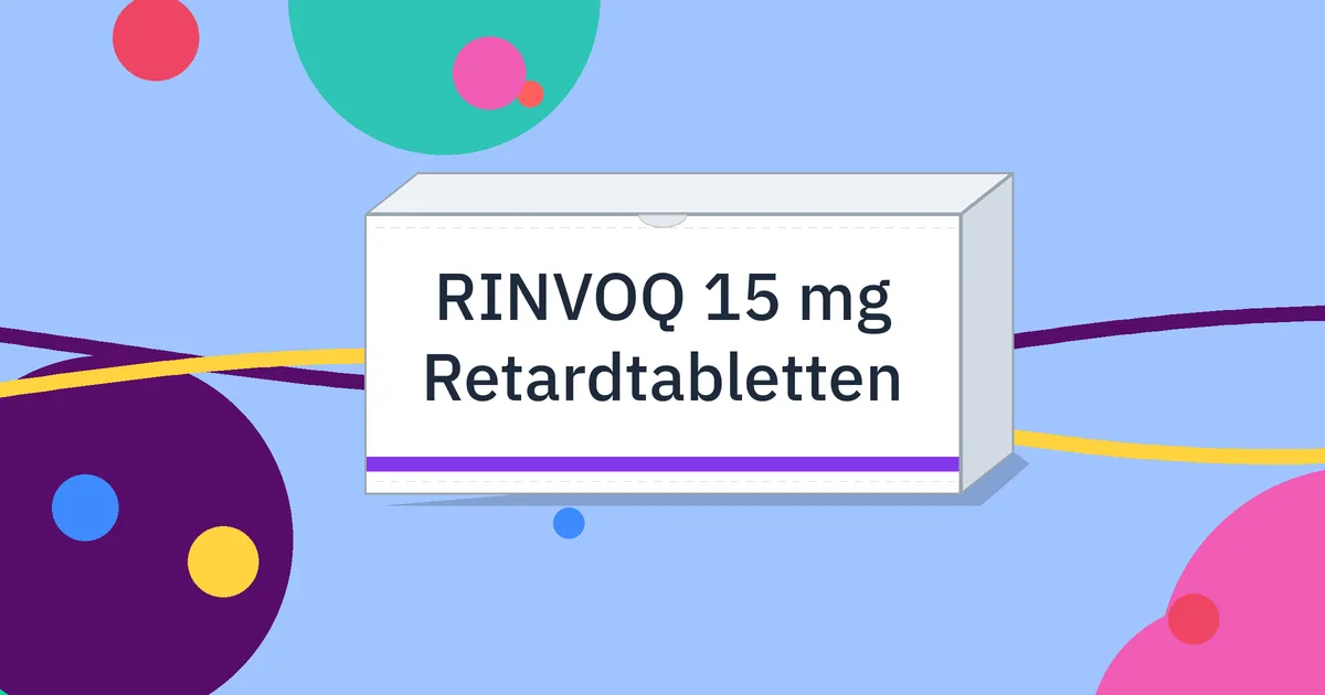 Symbolbild: Packung mit der Aufschrift RINVOQ 15 mg Retardtabletten (PZN 15620369) – Verfügbarkeit und Bezug in Apotheken in Frankfurt am Main