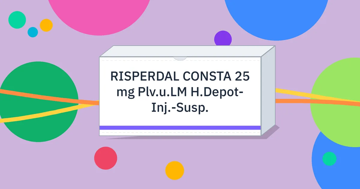 Symbolbild: Packung mit der Aufschrift RISPERDAL CONSTA 25 mg Plv.u.LM H.Depot-Inj.-Susp. (PZN 13839661) – Verfügbarkeit und Bezug in Apotheken in Frankfurt am Main
