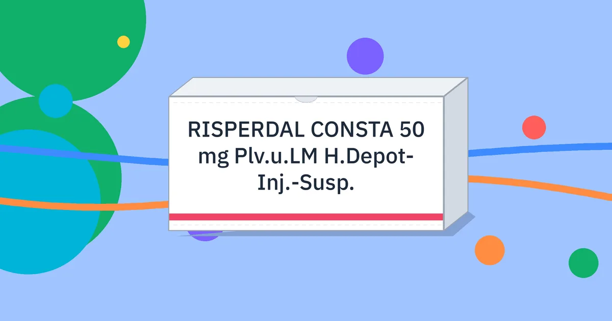 Symbolbild: Packung mit der Aufschrift RISPERDAL CONSTA 50 mg Plv.u.LM H.Depot-Inj.-Susp. (PZN 04308255) – Verfügbarkeit und Bezug in Apotheken in Frankfurt am Main