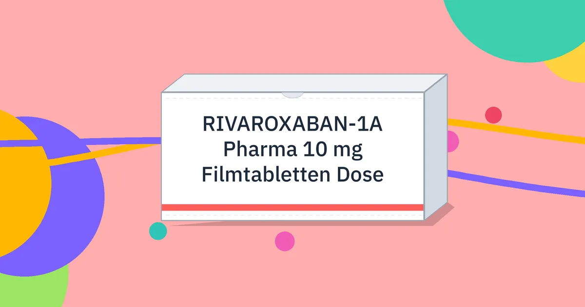 Symbolbild: Packung mit der Aufschrift RIVAROXABAN-1A Pharma 10 mg Filmtabletten Dose (PZN 18712770) – Verfügbarkeit und Bezug in Apotheken in Frankfurt am Main