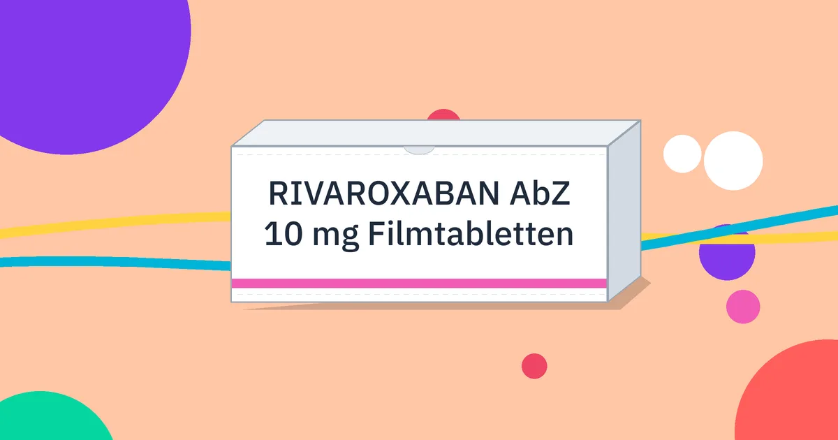 Symbolbild: Packung mit der Aufschrift RIVAROXABAN AbZ 10 mg Filmtabletten (PZN 18829443) – Verfügbarkeit und Bezug in Apotheken in Frankfurt am Main