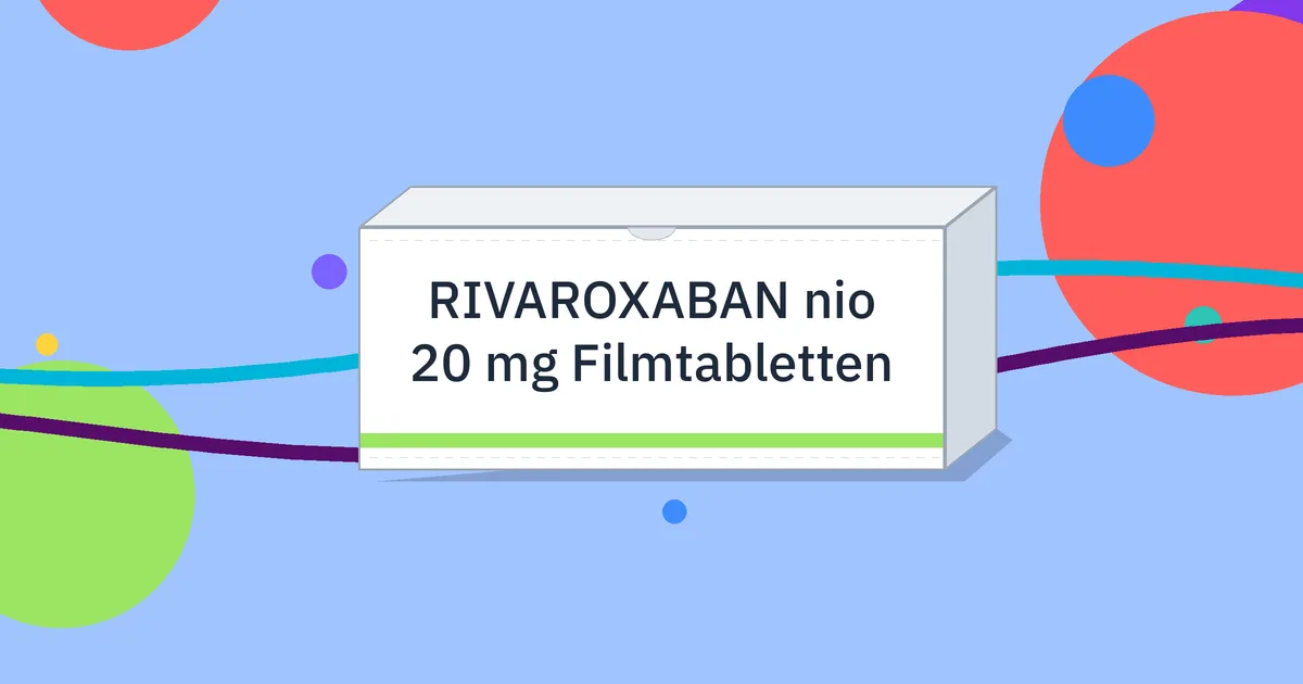 Symbolbild: Packung mit der Aufschrift RIVAROXABAN nio 20 mg Filmtabletten (PZN 20165884) – Verfügbarkeit und Bezug in Apotheken in Frankfurt am Main