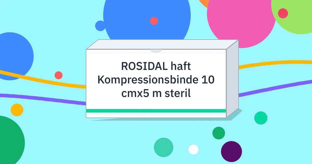 Symbolbild: Packung mit der Aufschrift ROSIDAL haft Kompressionsbinde 10 cmx5 m steril (PZN 17851328) – Verfügbarkeit und Bezug in Apotheken in Frankfurt am Main