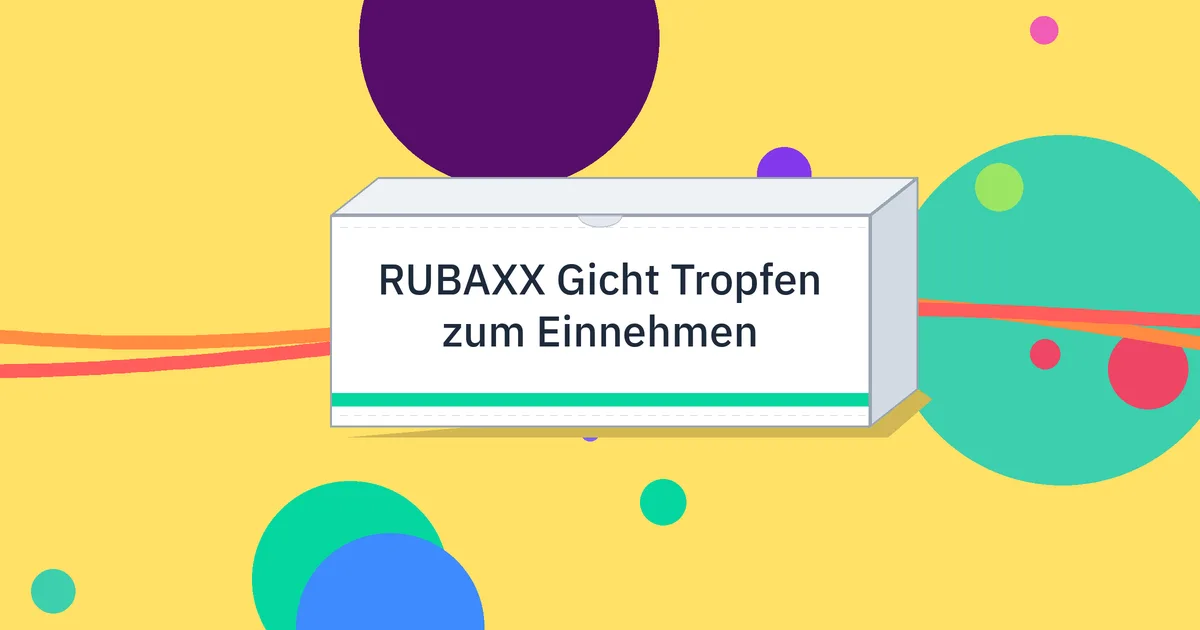 Symbolbild: Packung mit der Aufschrift RUBAXX Gicht Tropfen zum Einnehmen (PZN 16356035) – Verfügbarkeit und Bezug in Apotheken in Frankfurt am Main