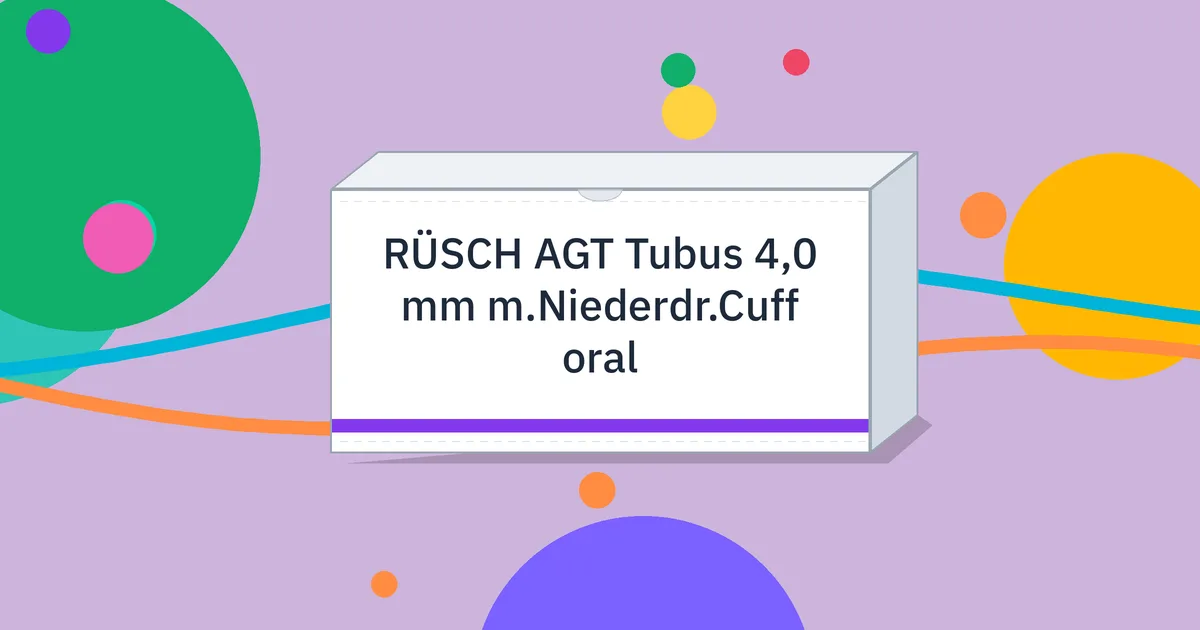 Symbolbild: Packung mit der Aufschrift RÜSCH AGT Tubus 4,0 mm m.Niederdr.Cuff oral (PZN 06636561) – Verfügbarkeit und Bezug in Apotheken in Frankfurt am Main