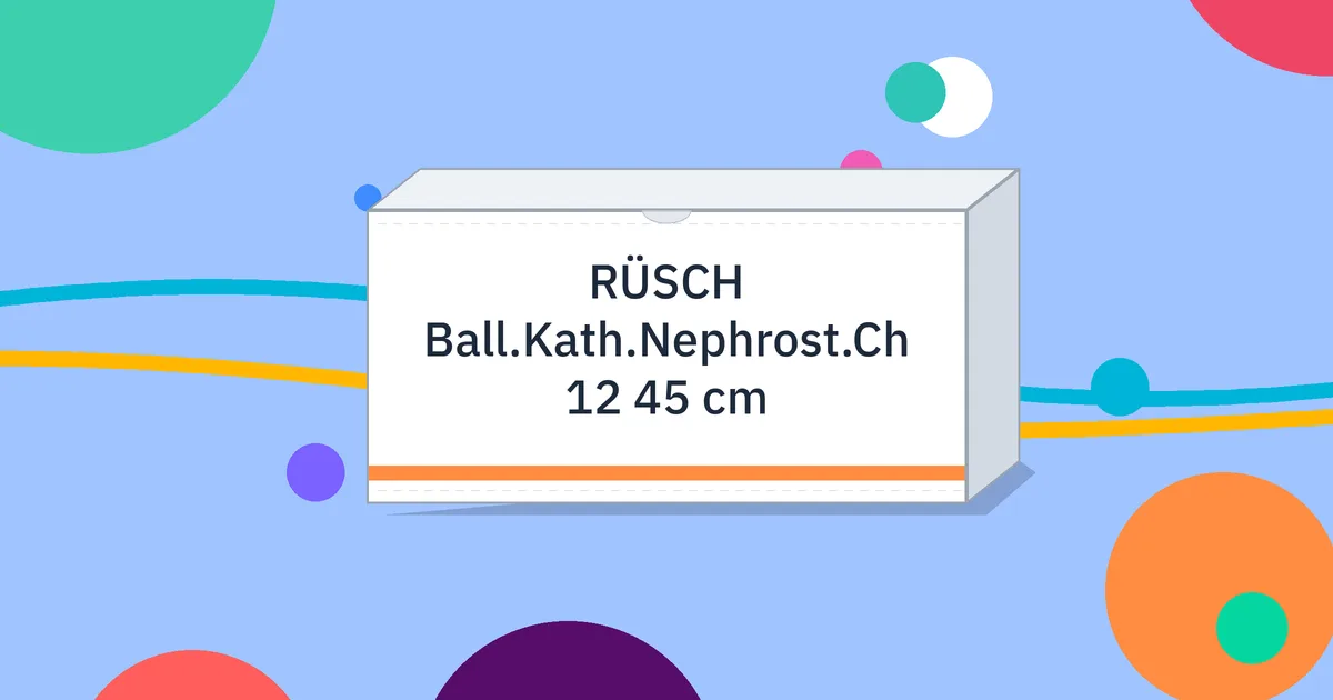 Symbolbild: Packung mit der Aufschrift RÜSCH Ball.Kath.Nephrost.Ch 12 45 cm (PZN 03338886) – Verfügbarkeit und Bezug in Apotheken in Frankfurt am Main