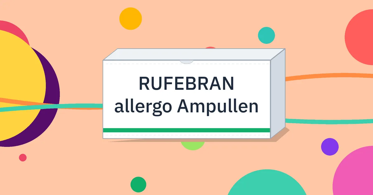 Symbolbild: Packung mit der Aufschrift RUFEBRAN allergo Ampullen (PZN 03799280) – Verfügbarkeit und Bezug in Apotheken in Frankfurt am Main