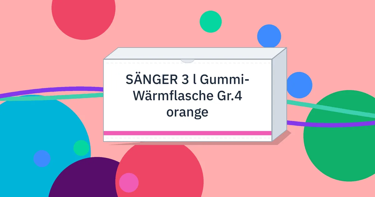Symbolbild: Packung mit der Aufschrift SÄNGER 3 l Gummi-Wärmflasche Gr.4 orange (PZN 02189622) – Verfügbarkeit und Bezug in Apotheken in Frankfurt am Main