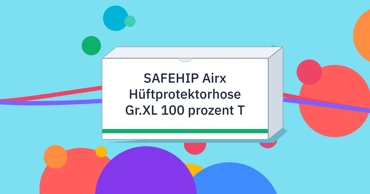 Symbolbild: Packung mit der Aufschrift SAFEHIP Airx Hüftprotektorhose Gr.XL 100 prozent T (PZN 08850821) – Verfügbarkeit und Bezug in Apotheken in Frankfurt am Main