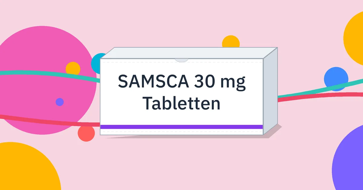 Symbolbild: Packung mit der Aufschrift SAMSCA 30 mg Tabletten (PZN 19477153) – Verfügbarkeit und Bezug in Apotheken in Frankfurt am Main