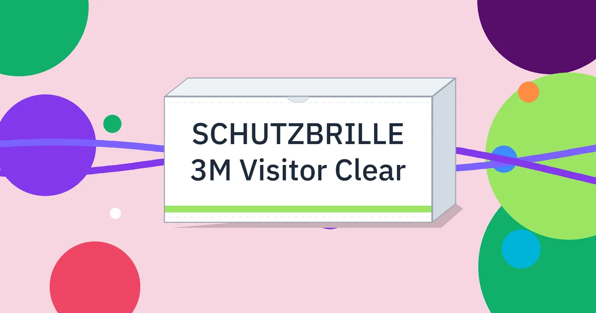 Symbolbild: Packung mit der Aufschrift SCHUTZBRILLE 3M Visitor Clear (PZN 16752699) – Verfügbarkeit und Bezug in Apotheken in Frankfurt am Main