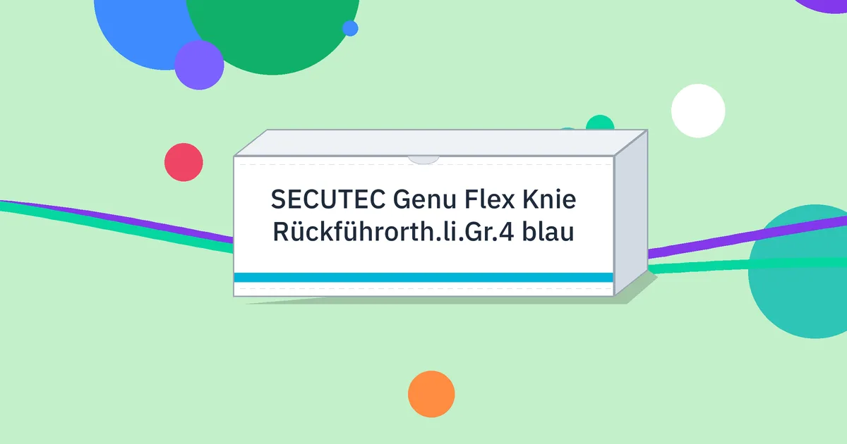 Symbolbild: Packung mit der Aufschrift SECUTEC Genu Flex Knie Rückführorth.li.Gr.4 blau (PZN 18911222) – Verfügbarkeit und Bezug in Apotheken in Frankfurt am Main